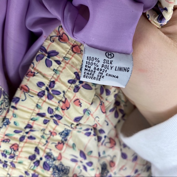 Vintage | Jackets & Coats | Vintage Malcom Flowers Silk Pastel Floral ...